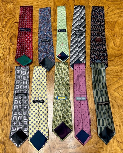 Lot Of 10 Top Brand Mens Silk Textured Ties Variety Of Colors And ...