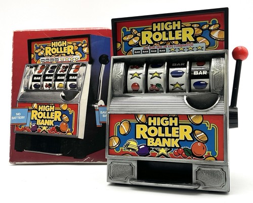 High Roller Slot Machine Coin Bank Vintage Style Metal Toy w/ Box | eBay