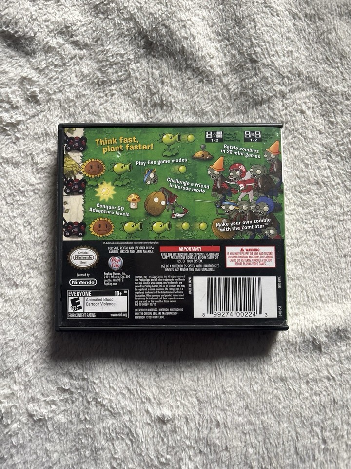 Plants vs Zombies Nintendo DS Case ONLY | eBay