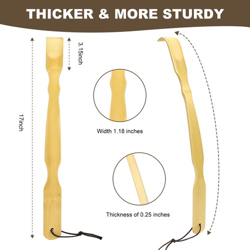 YIMICOO 3 Pack Wooden Back Scratcher, 17 Inch Curved Long Handle Bamboo ...