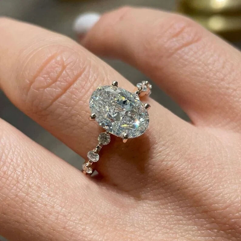 2.50 Ct IGI Certified Lab Grown Diamond Wedding Ring Oval Cut 14K White ...