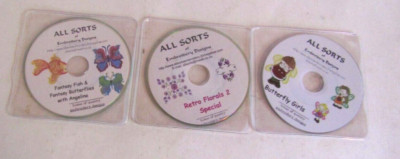 3 All Sorts of Embroidery Designs CDs Florals Butterfly Girls Fantasy ...
