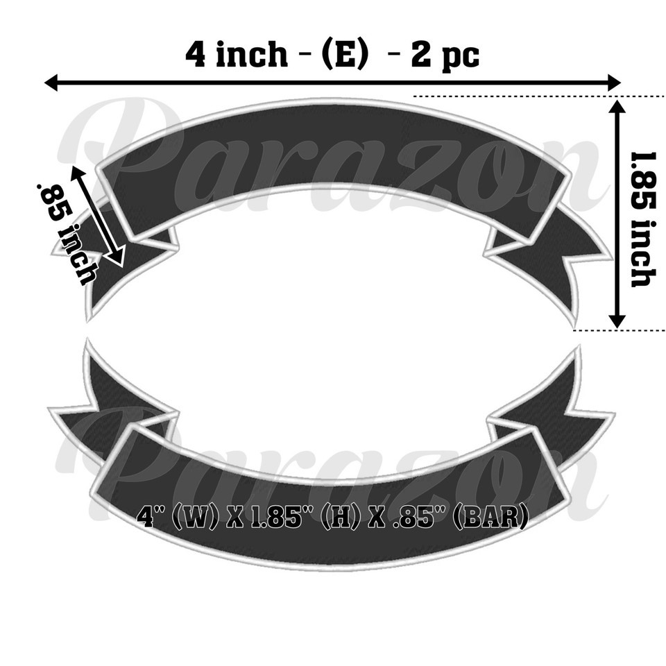 2 PC - Custom Embroidered Top And Bottom Ribbon Rocker Sew on Patch ...
