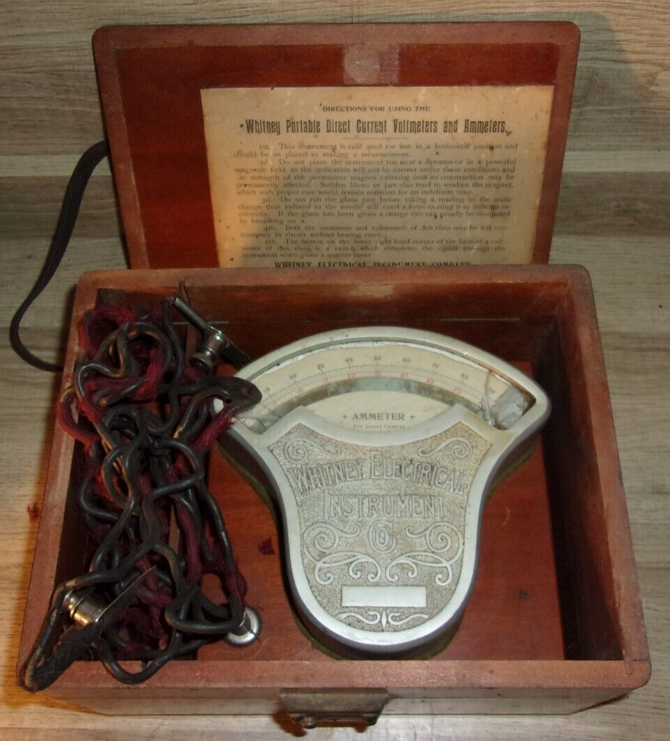 ANTIQUE WHITNEY ELECTRICAL INSTRUMENT CO DC VOLTMETER AMMETER PORTABLE ...
