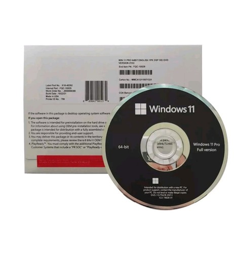 Genuine Microsoft Windows 11 Pro 64 BIT DVD Fresh Install & Product Key ...