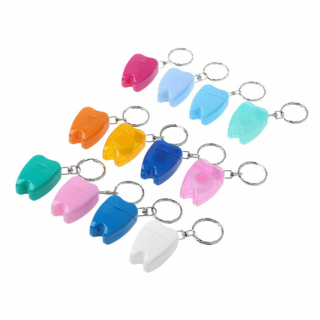 Dental Oral Hygiene Teeth-Shaped 15 Meters Floss Keyring Portable Mini ...