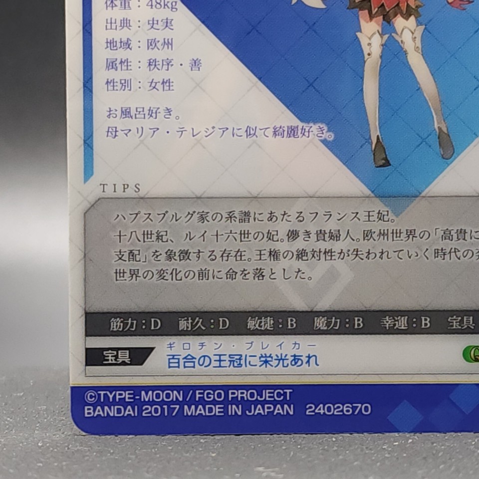 Marie Antoinette Fate Grand Order Wafer TCG Card FGO BANDAI Japanese ...