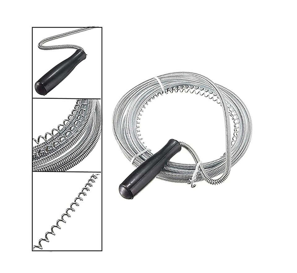 Flexible Drain Unblocking Rods 3m Long Waste Pipe Cleaner Sink Toilet ...