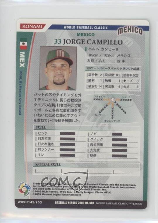 2009 Konami Baseball Heroes World Classic Version Jorge Campillo #W09R142 | eBay