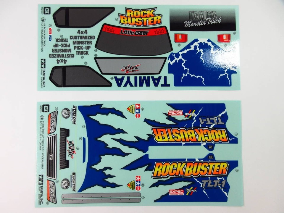 Tamiya TLT-1 Rock Buster RC Monster Truck Decals Little Gear txt clod ...