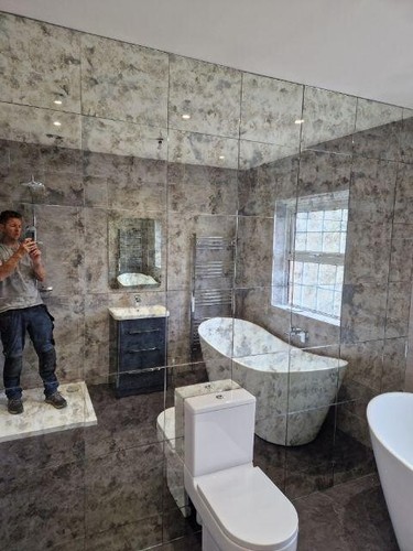 Antique Mirror Tile Distressed Aged Glass Wall Tile Large 40x40cm Home ...