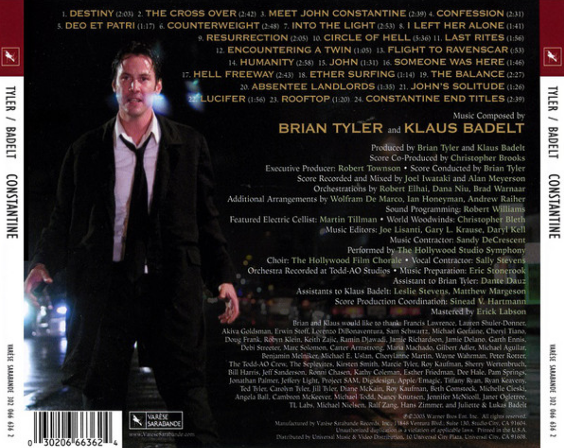 "CONSTANTINE" Score soundtrack by Brian Tyler & Klaus Badelt (CD 2005 ...