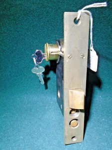 #9500 PENN PUSH BUTTON BRASS ENTRY MORTISE LOCK w/KEYS 7 3/4" FACEPLATE ...