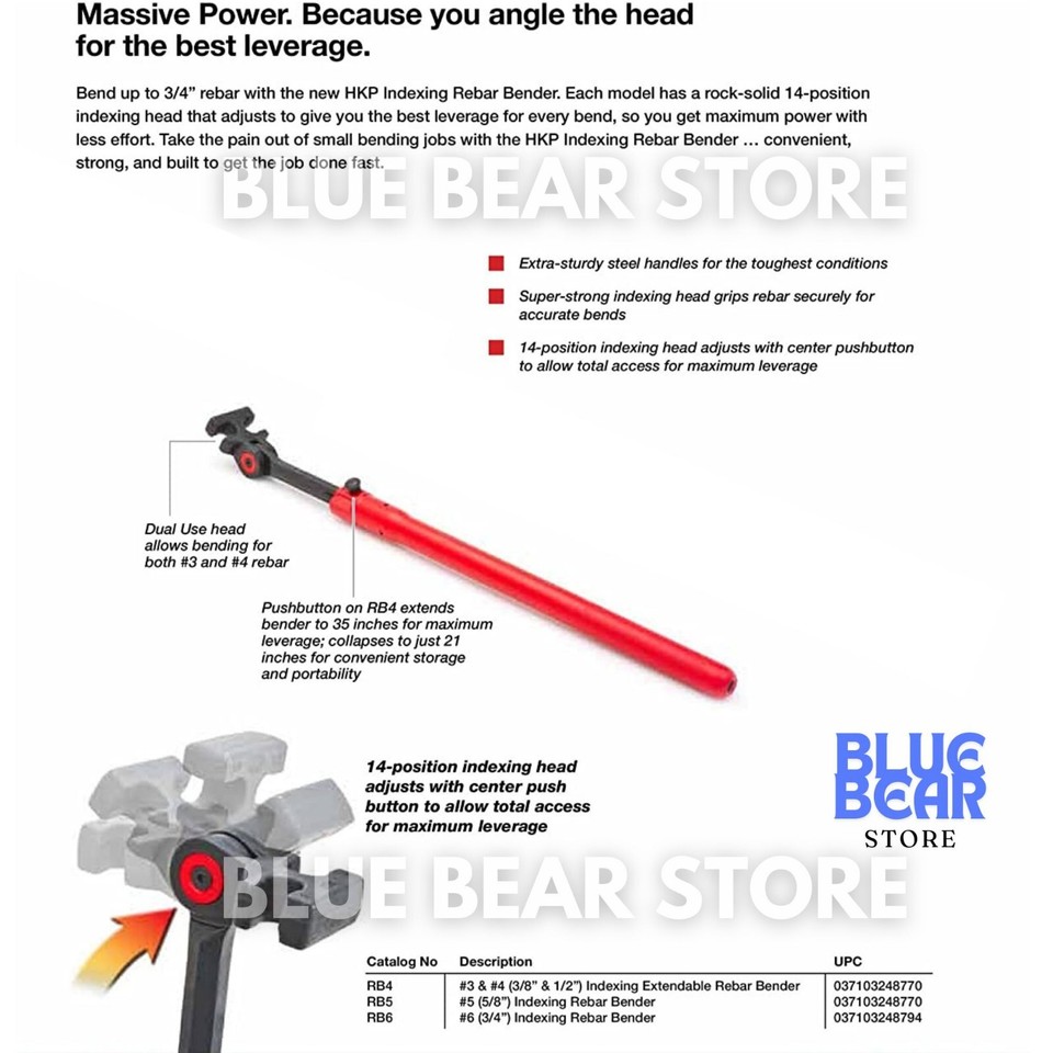 Solid Rebar Bender Hickey Bar for Bending #3 #4 3/8” 1/2” Extendable ...