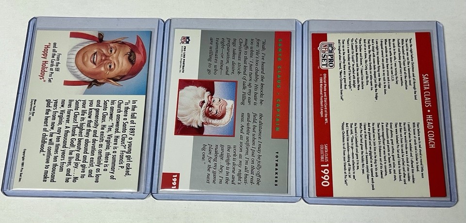 Santa Claus NFL Football Trading (3) Card Lot, Pro Set Pro Line Fast ...