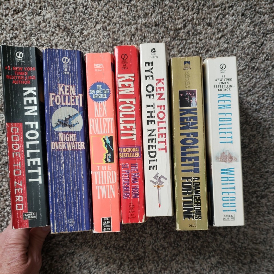 Lot of 7 Ken Follett Vintage Paperback Books RANDOM MIX good condition ...