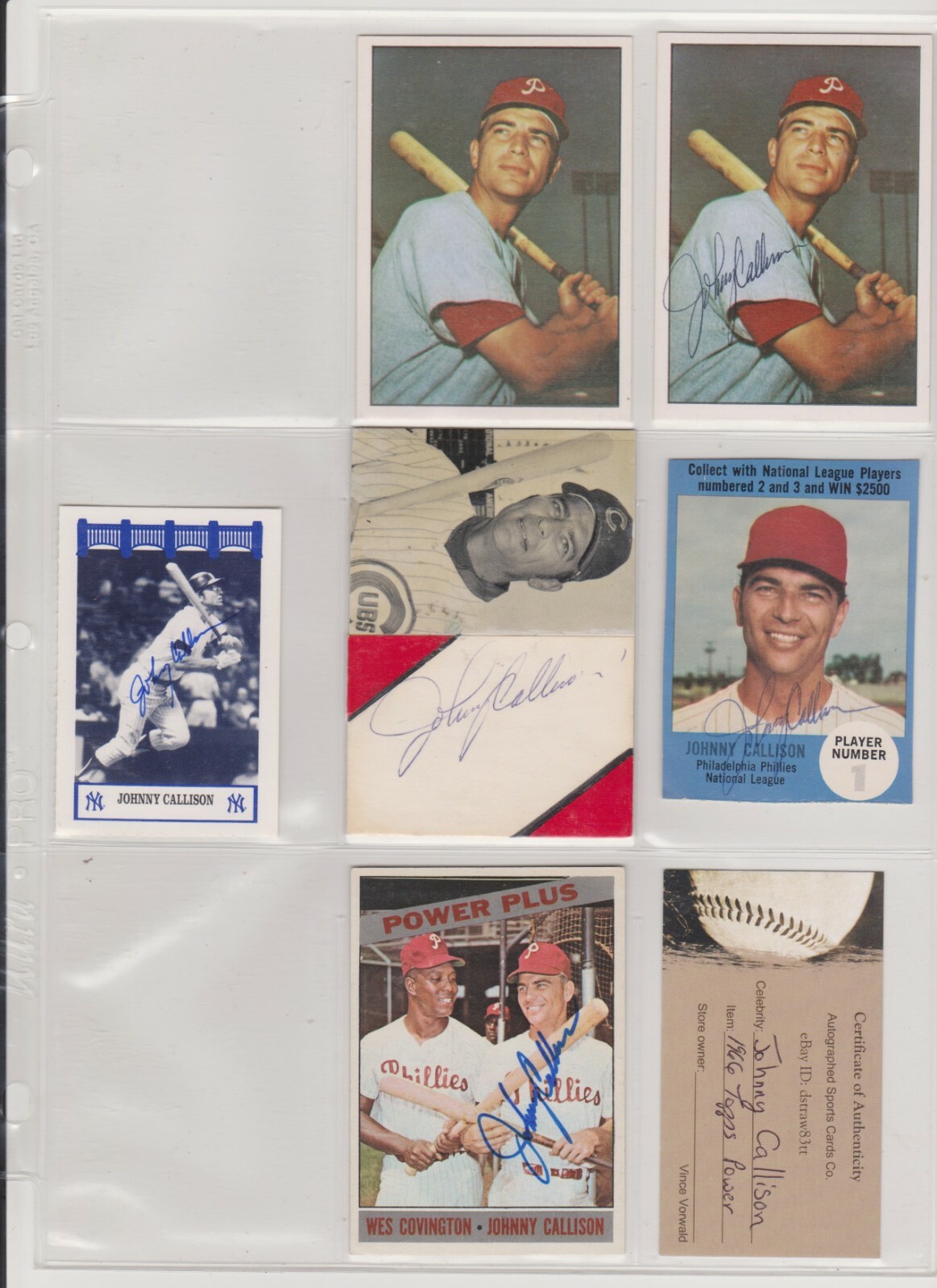 JOHNNY CALLISON AUTOGRAPHED CUSTOM CHICAGO CUBS CARD ORIGIN UNKNOWN | eBay