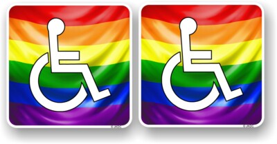 2pcs Funky LGBT Rainbow Flag Disabled Blue Badge Disability car sticker ...