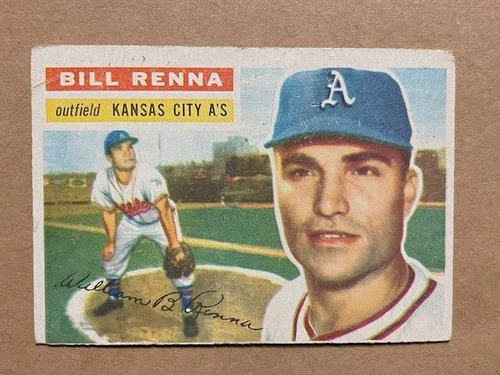Vintage 1956 Topps Baseball (White Back) #82 Bill Renna ~ Kansas City ...