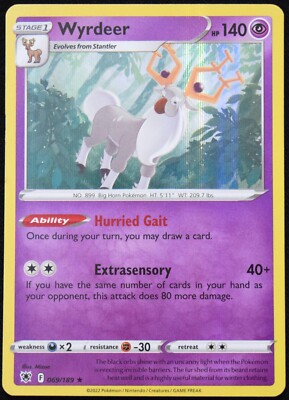 Pokemon TCG Wyrdeer 069/189 2022 Astral Radiance Holo Rare Card - NM | eBay