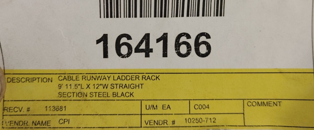 10ft Universal Cable Runway, 12"W x 1.5"H x 9.96’L, Black, Cable ...