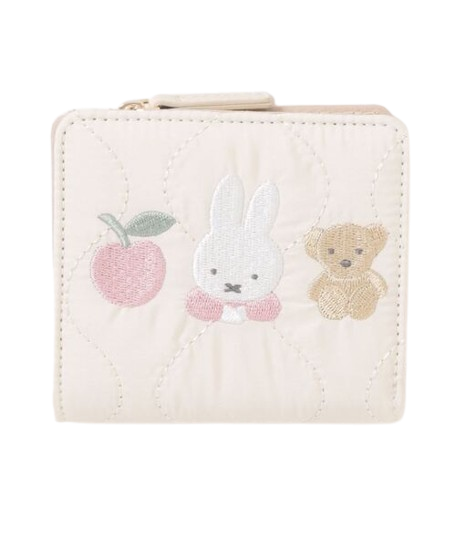 Miffy Bi-Fold Compact Wallet Purse Quilted White Brown W102×H85×D22mm ...