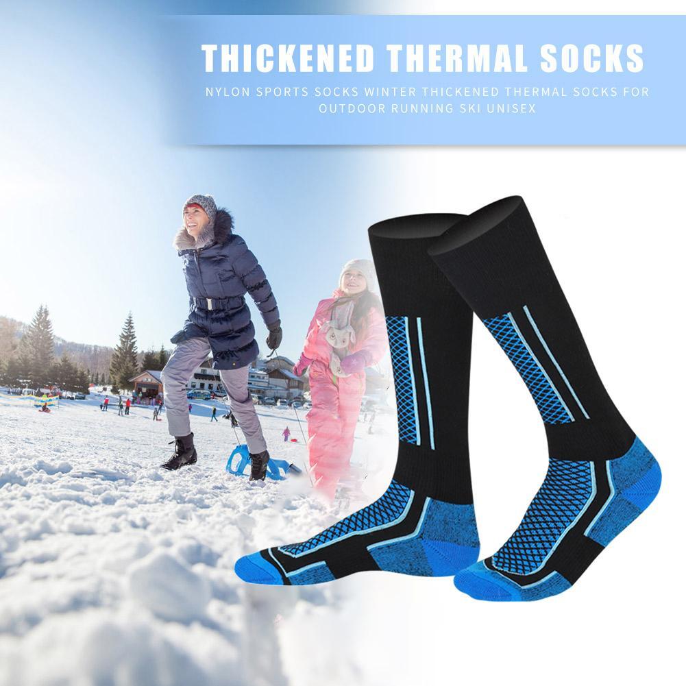 2pcs Winter Warm Thickened Ski Socks Outdoor Stockings (Kids Blue Black ...