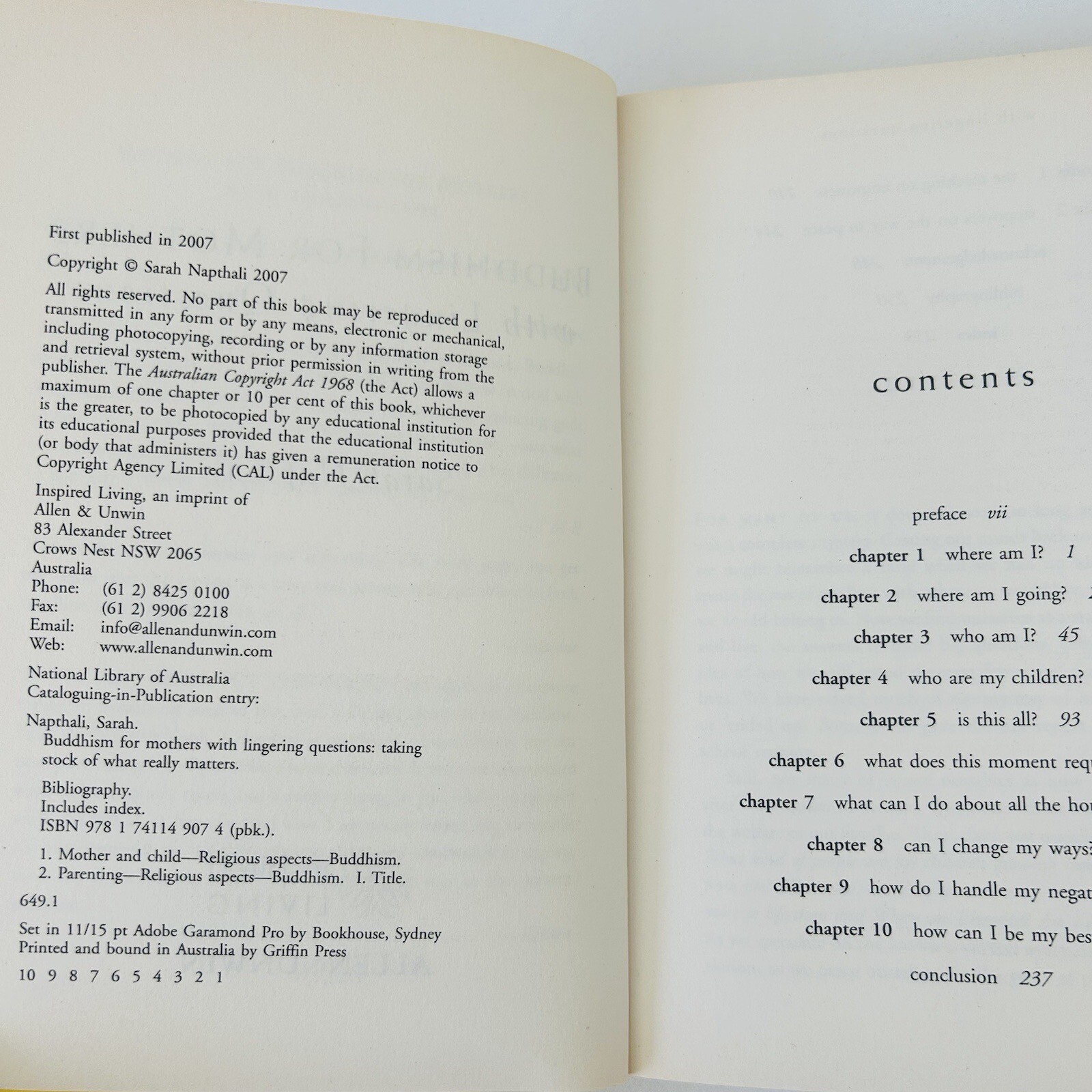 Buddhism For Mothers With Lingering Questions By Sarah Napthali (2007 ...