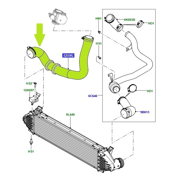 RANGE ROVER EVOQUE & DISCOVERY SPORT 2.2 DIESEL INTERCOOLER TURBO HOSE ...