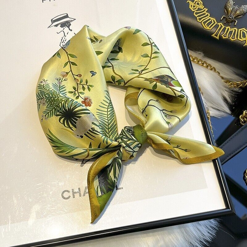 Women 100% Silk 21" Square Scarf Neckerchief Wrap Kerchief Bandana ...