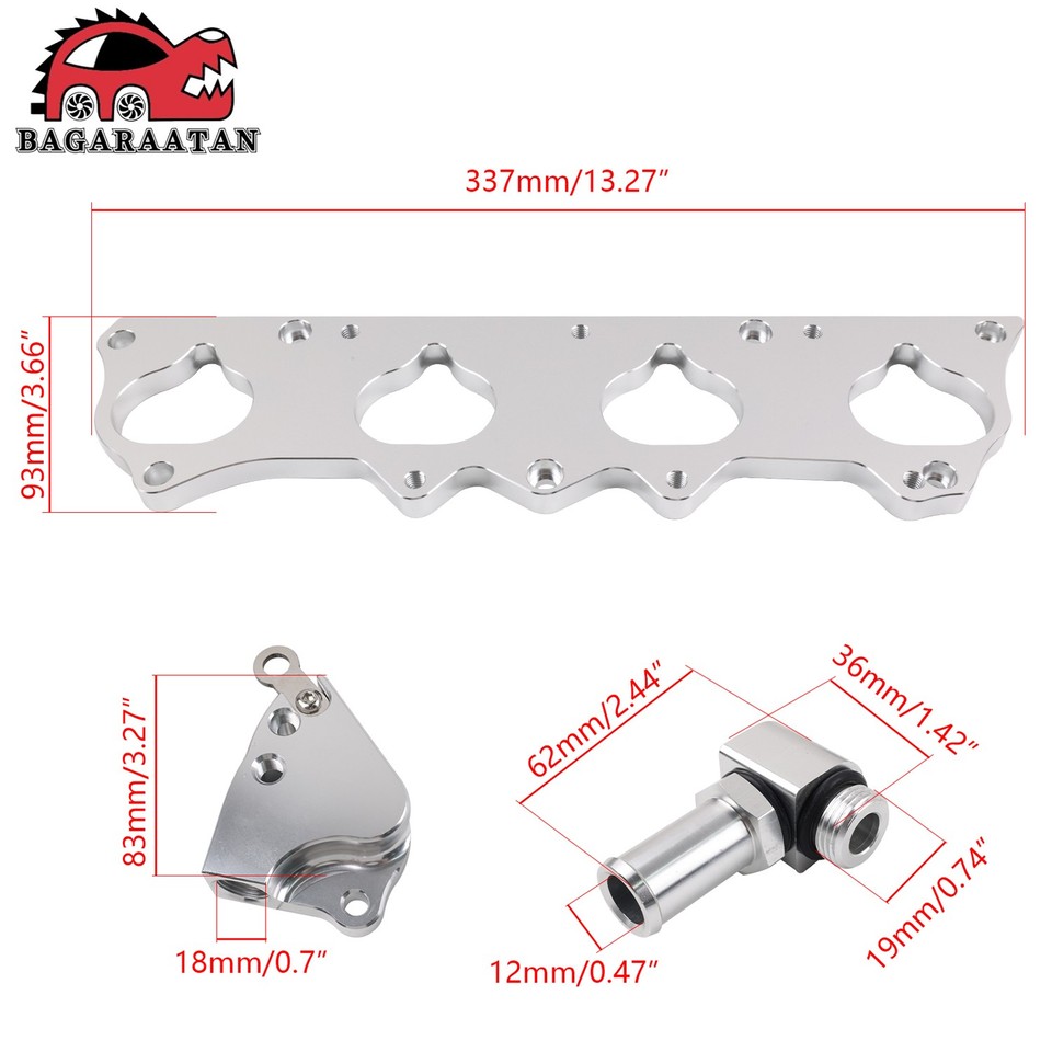 Aluminum For K24 K24A Style Intake Manifold Adapter Kit Head To S2000 ...