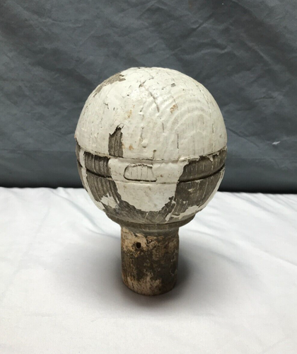 Antique Shabby White Wood Beaded Ball Newel Post Porch Finial VTG Chic ...