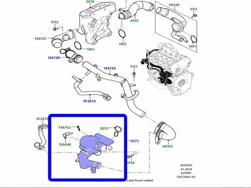LAND ROVER THERMOSTAT 2.0L I4 EVOQUE RANGE ROVER VELAR DISCOVERY SPORT ...