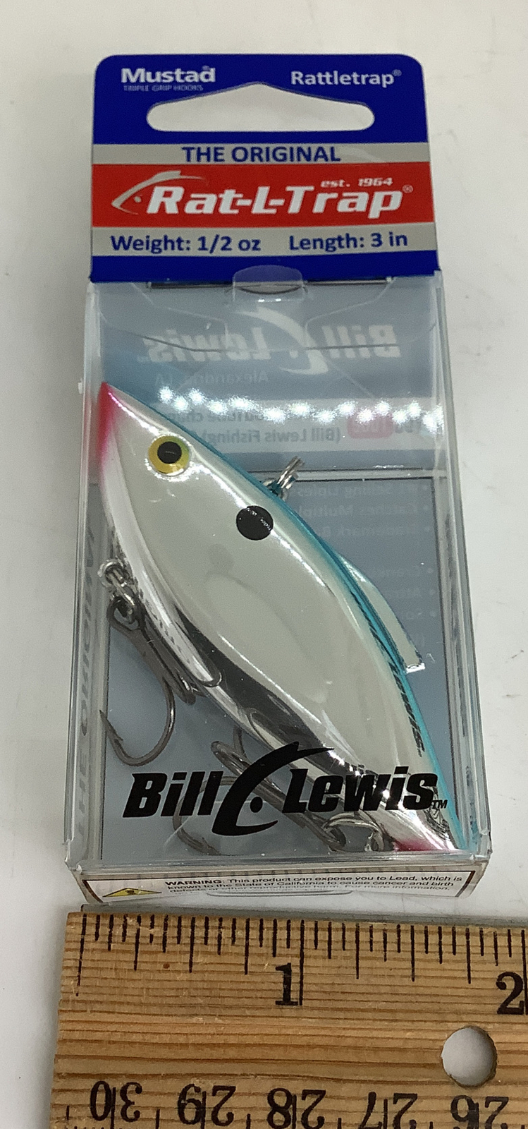 Rat-L-Trap Lipless Crankbait 1/2oz Chrome Blue Back Fishing Lure RT25B ...
