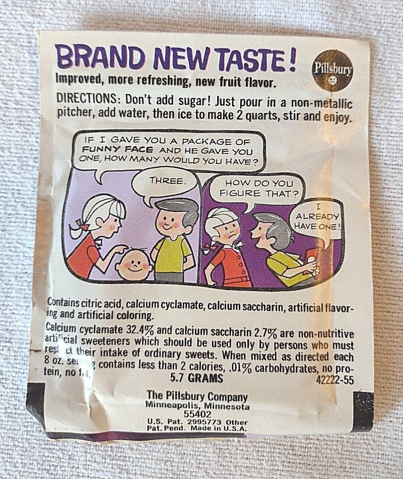 FUNNY FACE Pillsbury GOOFY GRAPE Sealed Pack VTG DRINK MIX 1970s, 80s ...