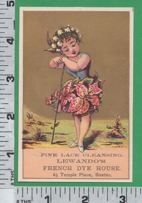C193 Lewando French Dye House trade card lily flower girl Temple Place ...