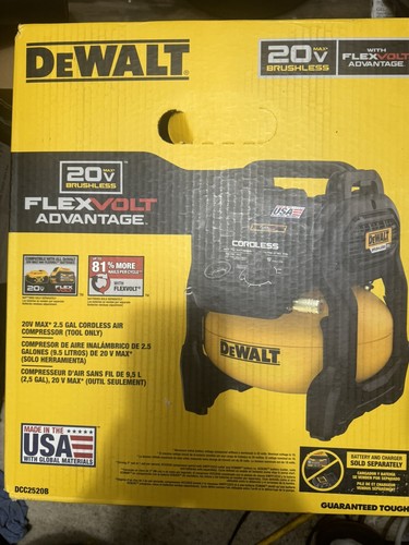 DeWALT DCC2520B FlexVolt Brushless 20V 2.5 Gal Cordless Air Compressor ...