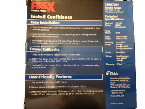 (LOT OF 3) NEW KIDDE i4618AC Firex Hardwired Smoke Detector (item ...