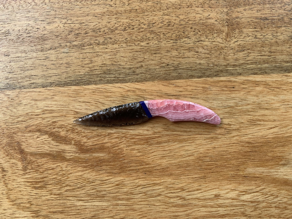 Miniature Obsidian Custom Handmade Tommy Masingale Knife. Rhodochrosite ...