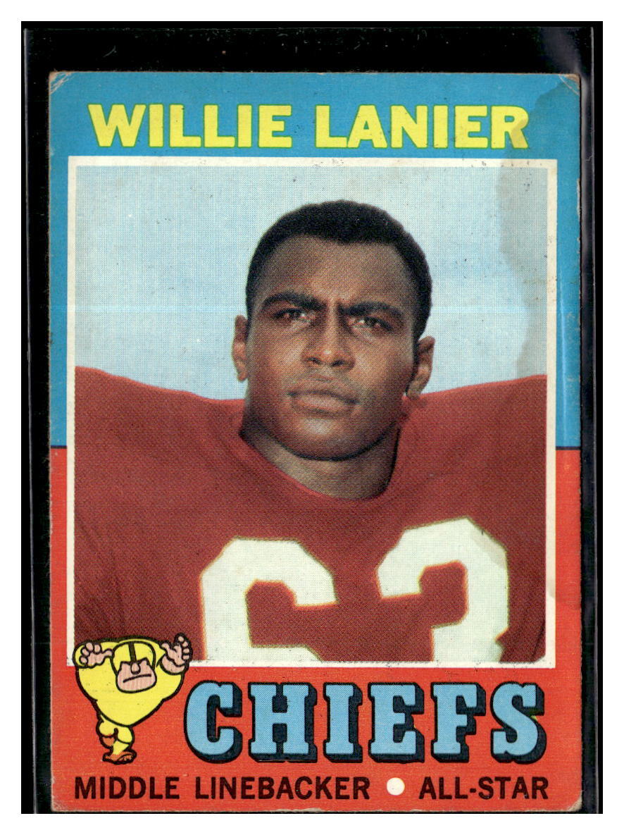 Willie Lanier 1971 Topps #114 Kansas City Chiefs All-Star Hall of Fame ...