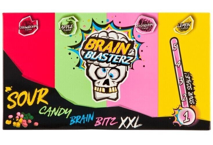 5x Brain Blasterz Sour Candy brain Bitz XXL Strawberry/Apple/Raspberry ...