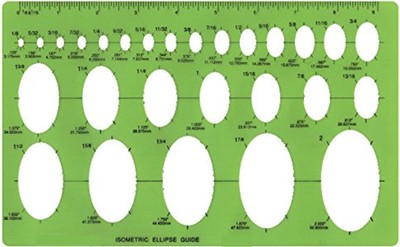 Isometric Ellipse Guide Template 27 ellipses ,size from 1/8 to 2",GREEN ...