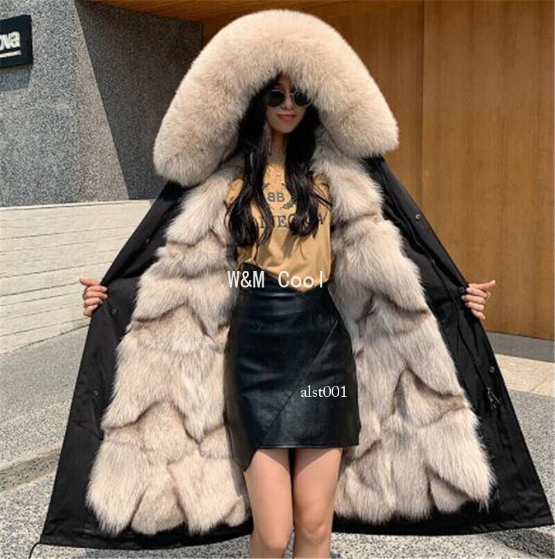 Jackets Winter Womens Real Fox Fur Liner Fox Fur Hooded Thick Coat ...
