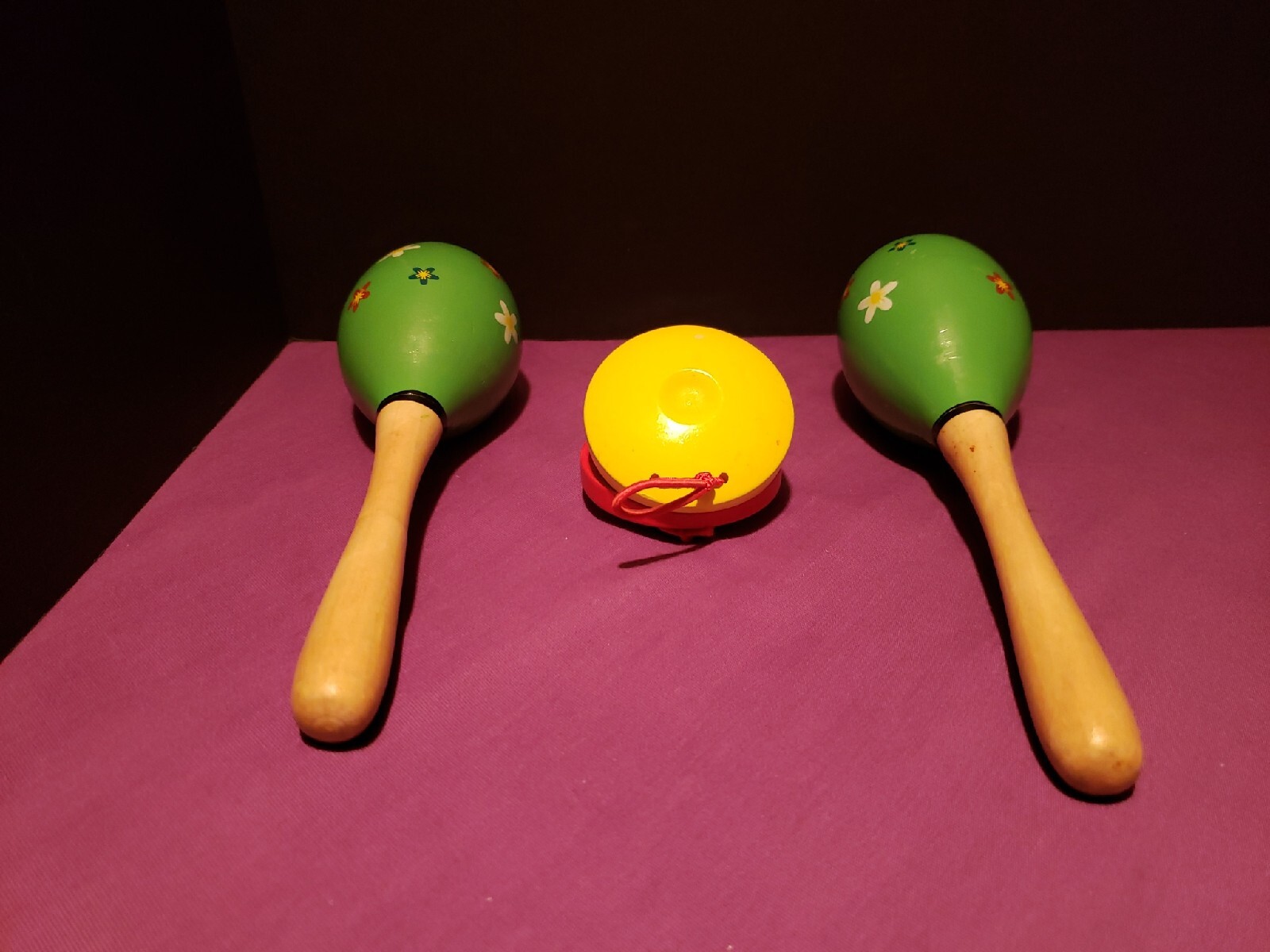 Maracas Castanet Painted Carved Wood Green Latin Percussion Musical ...