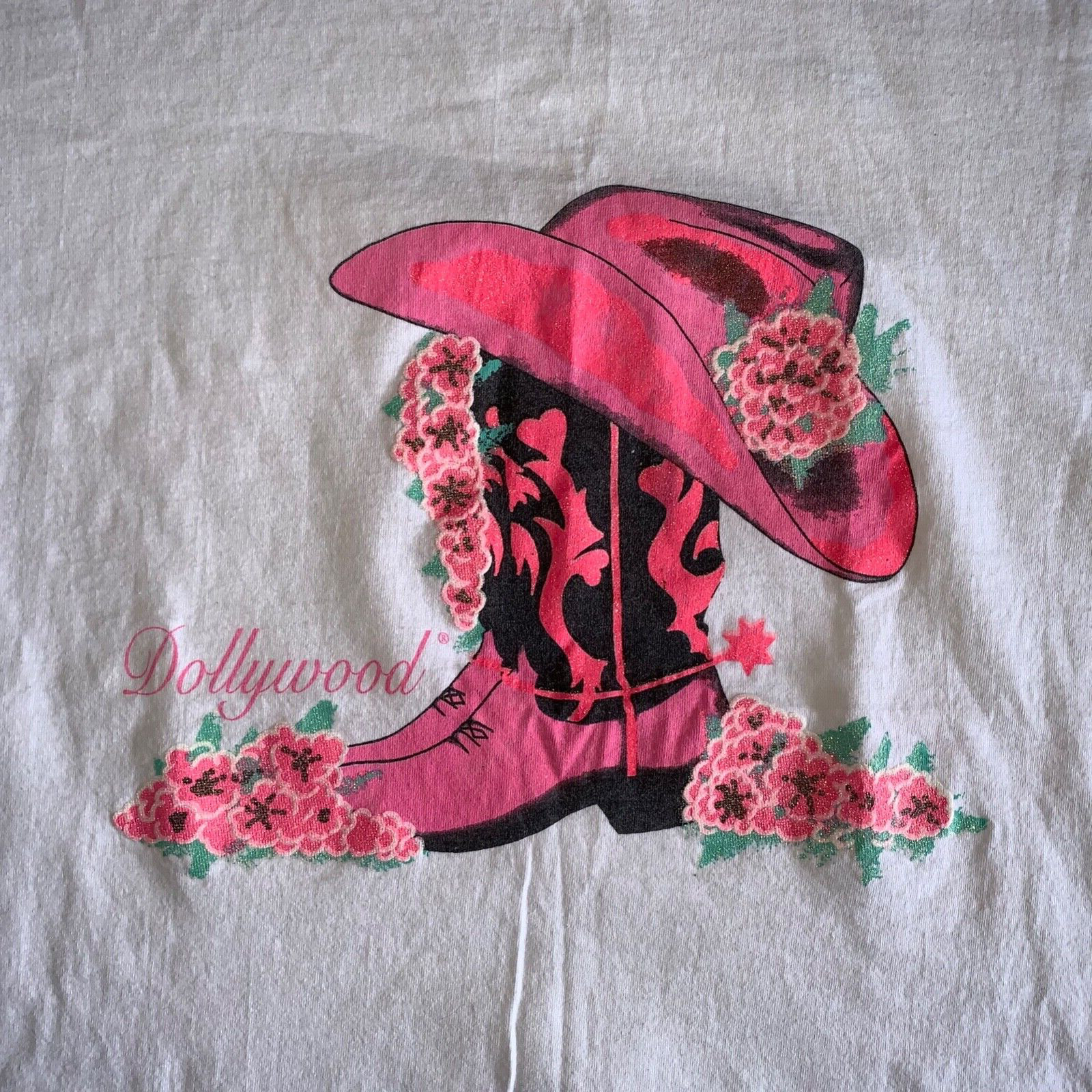 1990s VINTAGE 90s DOLLY PARTON DOLLYWOOD SOUVENIR T-S… - Gem