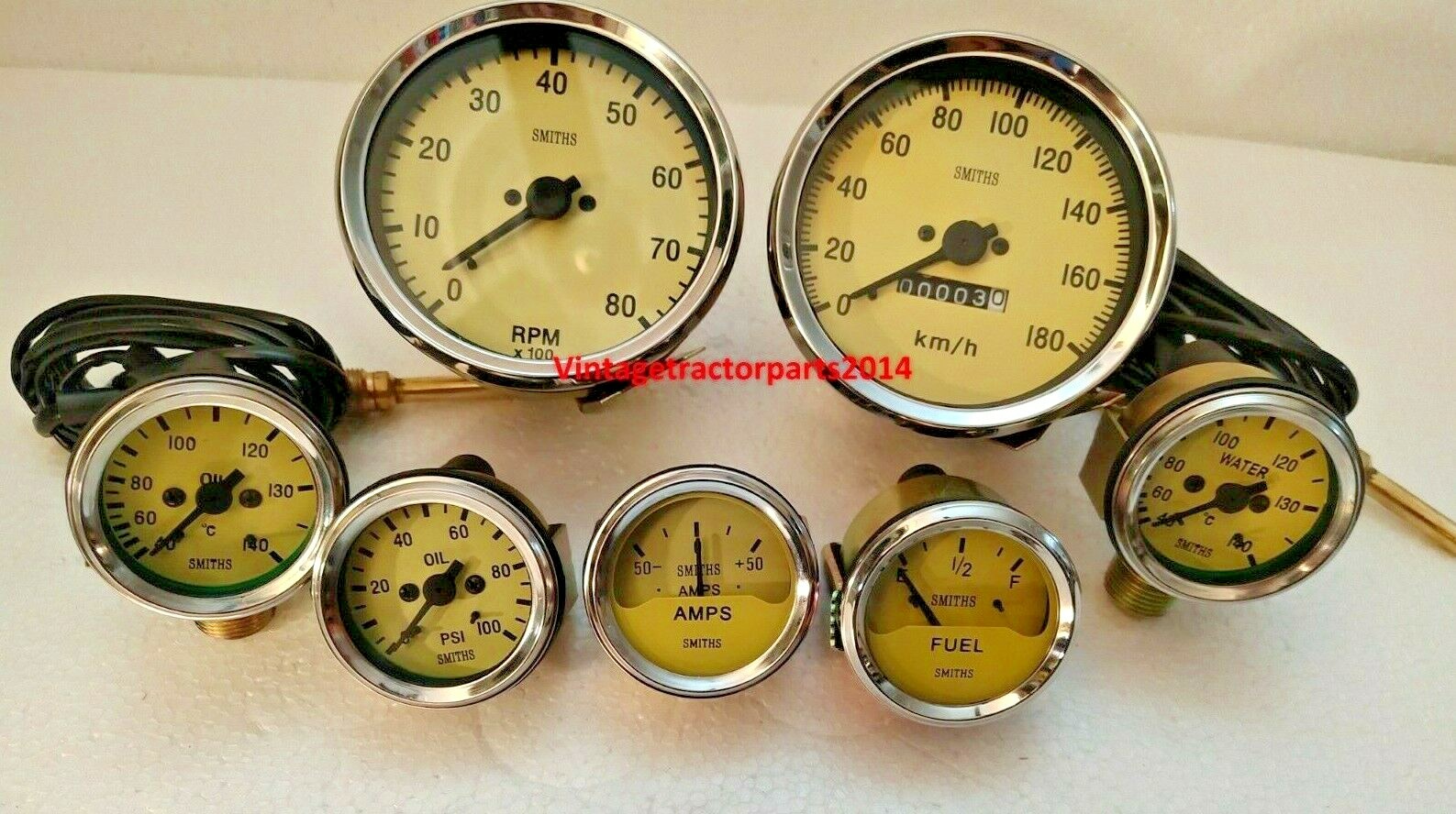 Smiths Replic Kit Temp+Oil+Fuel+Amp+Oil Temp+Speedo 0-180 KMH - 080 RPM ...