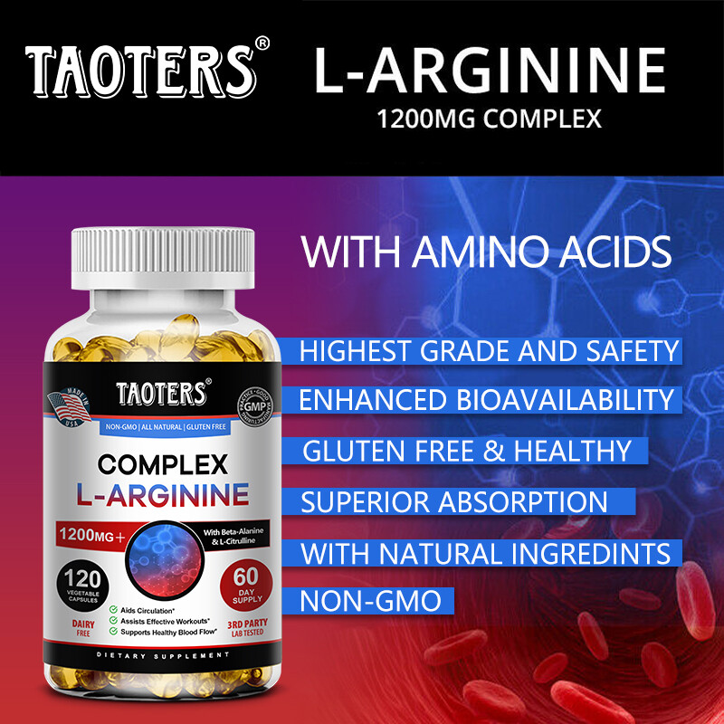 L-Arginine Complex 1200 mg, for improved circulation and increased ...