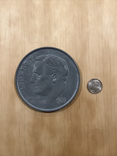 Oversized Large 3" Silver Toned Metal Roosevelt Liberty Dime 1965 ...