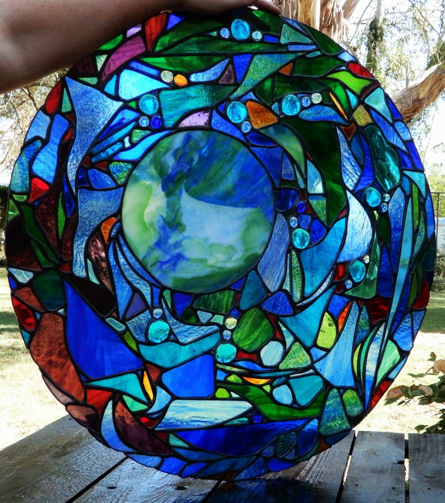 LEADLIGHT 'CLIMBING RED ROSES' STUNNING WINDOW or DOORWAY STAINED GLASS ...