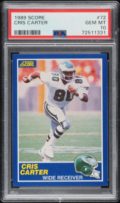 1989 Score FB Card # 72 Cris Carter Philadelphia Eagles HOF ROOKIE RC ...